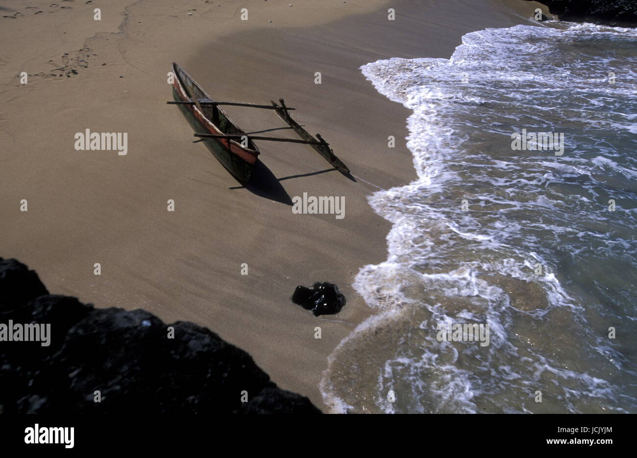 the beach of the village Moya on the Island of Anjouan on the Comoros ...