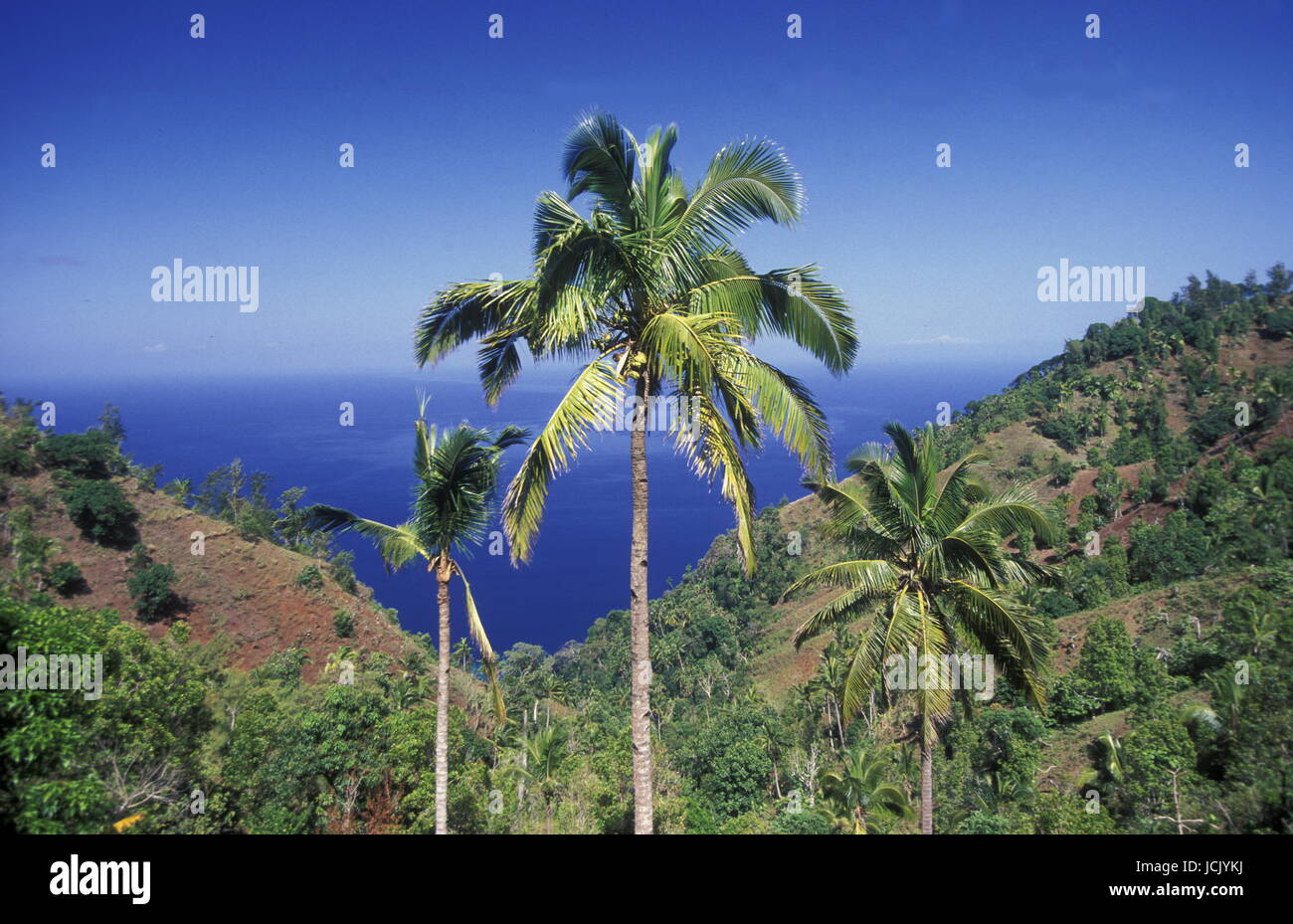 the mountain Landscape on the Island of Anjouan on the Comoros Ilands ...