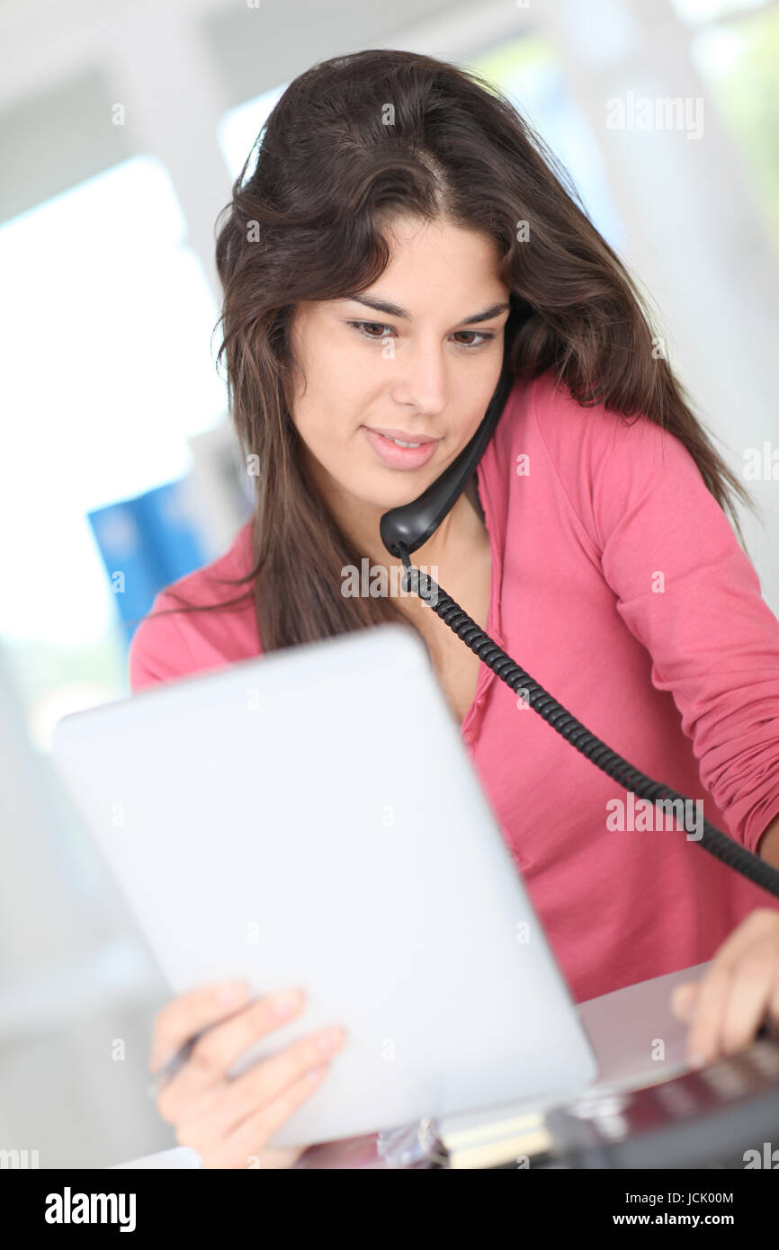 Closeup on office worker using electronic tablet Stock Photo - Alamy