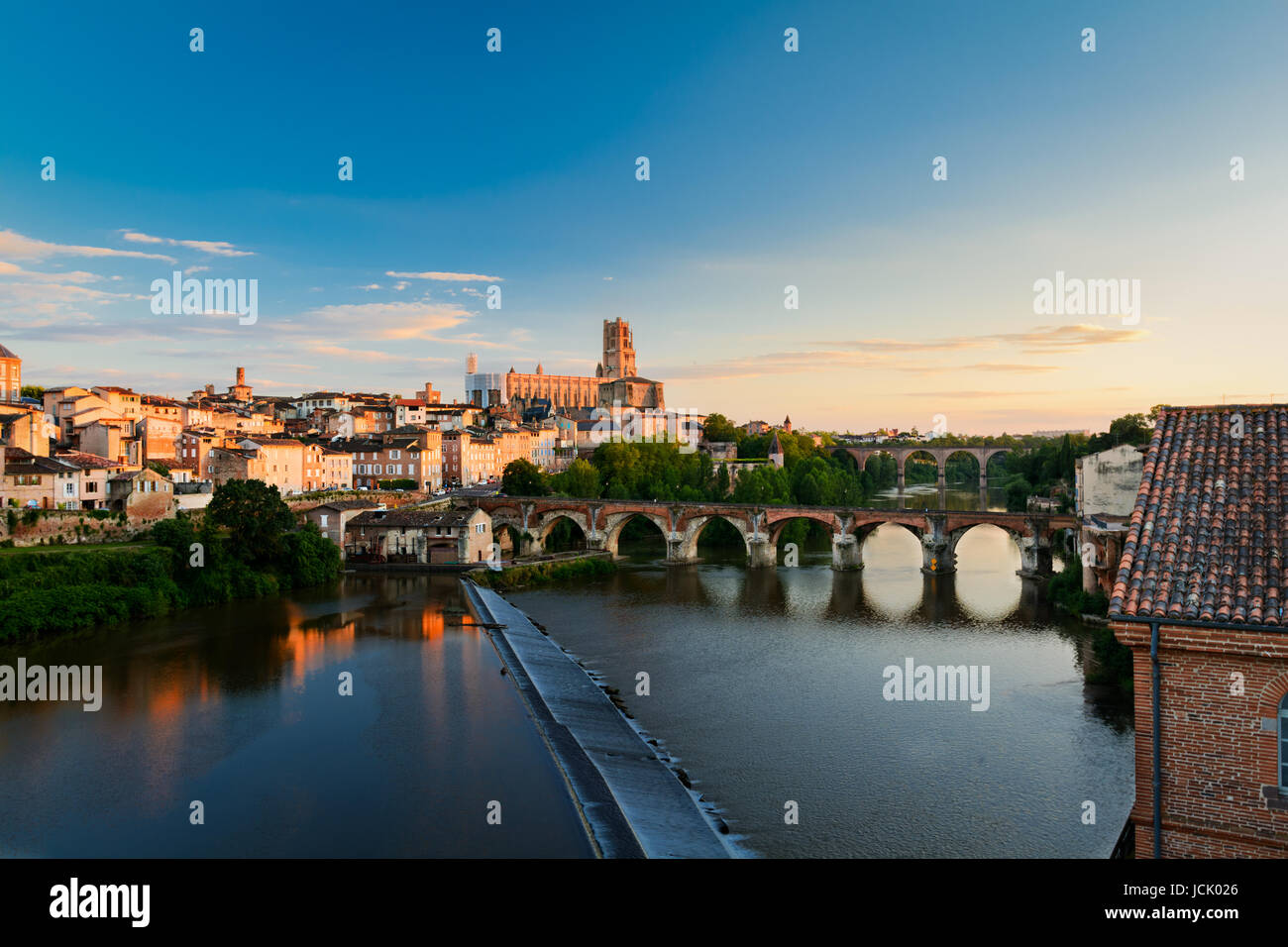 Albi - France Ste Cecile basilica at Albi city, with bridges and river ...