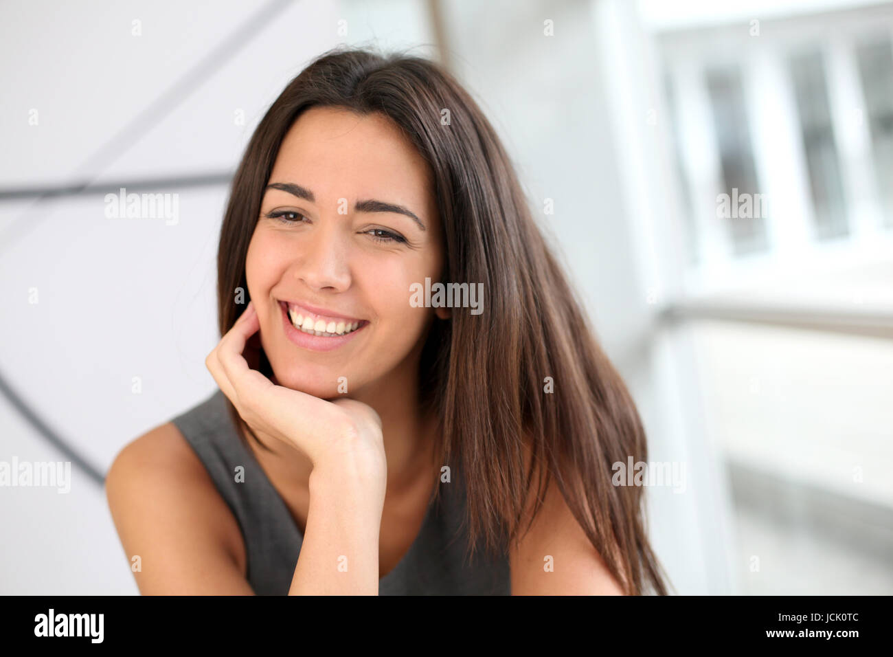 Portrait of smiling student girl Stock Photo - Alamy