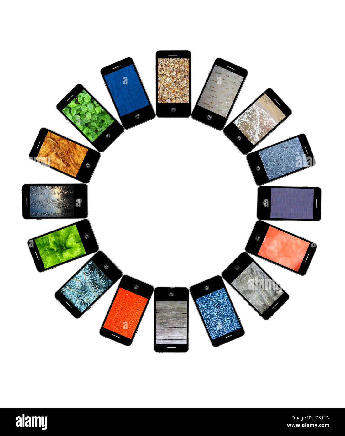 modern mobile phones with different colored images Stock Photo - Alamy