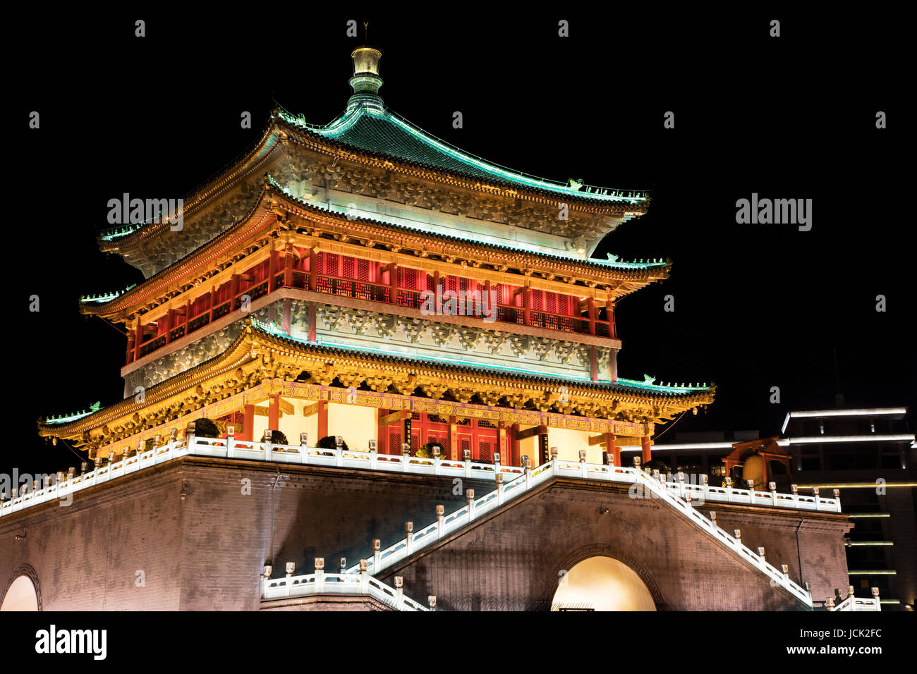 The Bell Tower of Xi'an, located in the heart of downtown Xi'an was ...