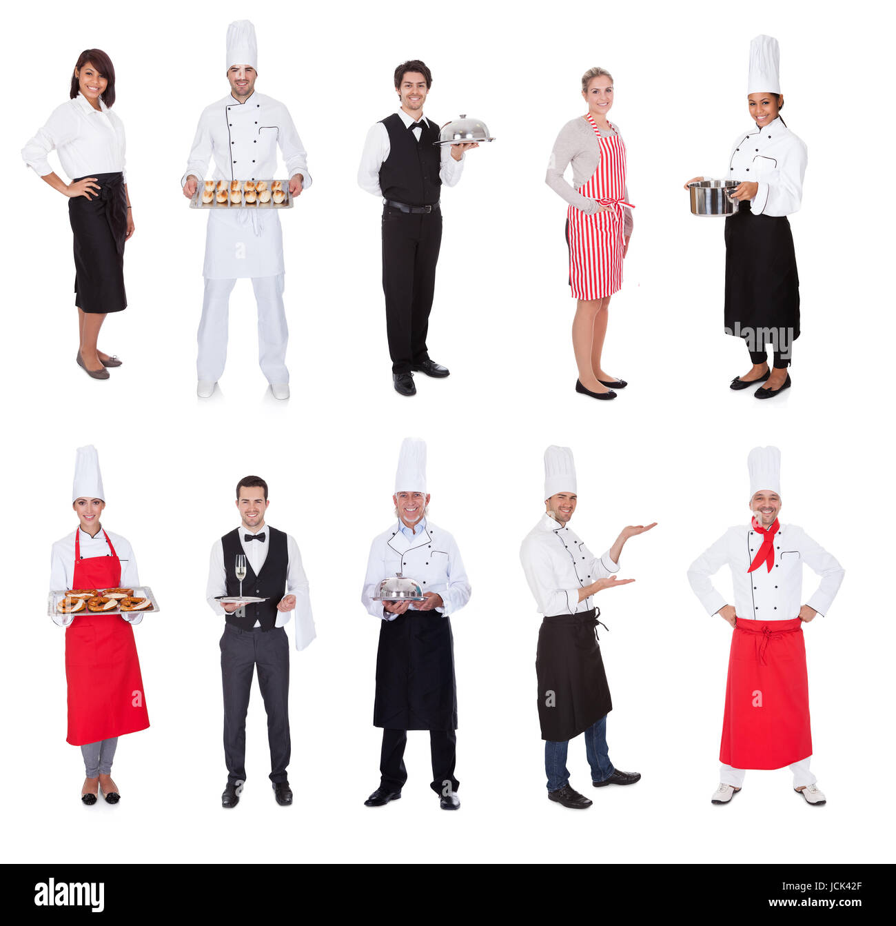 Restaurant workers, cooks, bullets and waiters. Isolated on white Stock ...