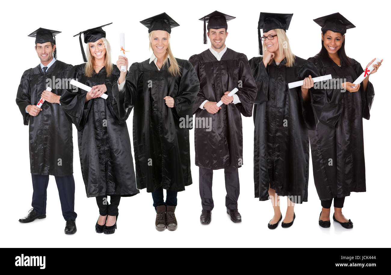 Group of graduate students. Isolated on white Stock Photo - Alamy