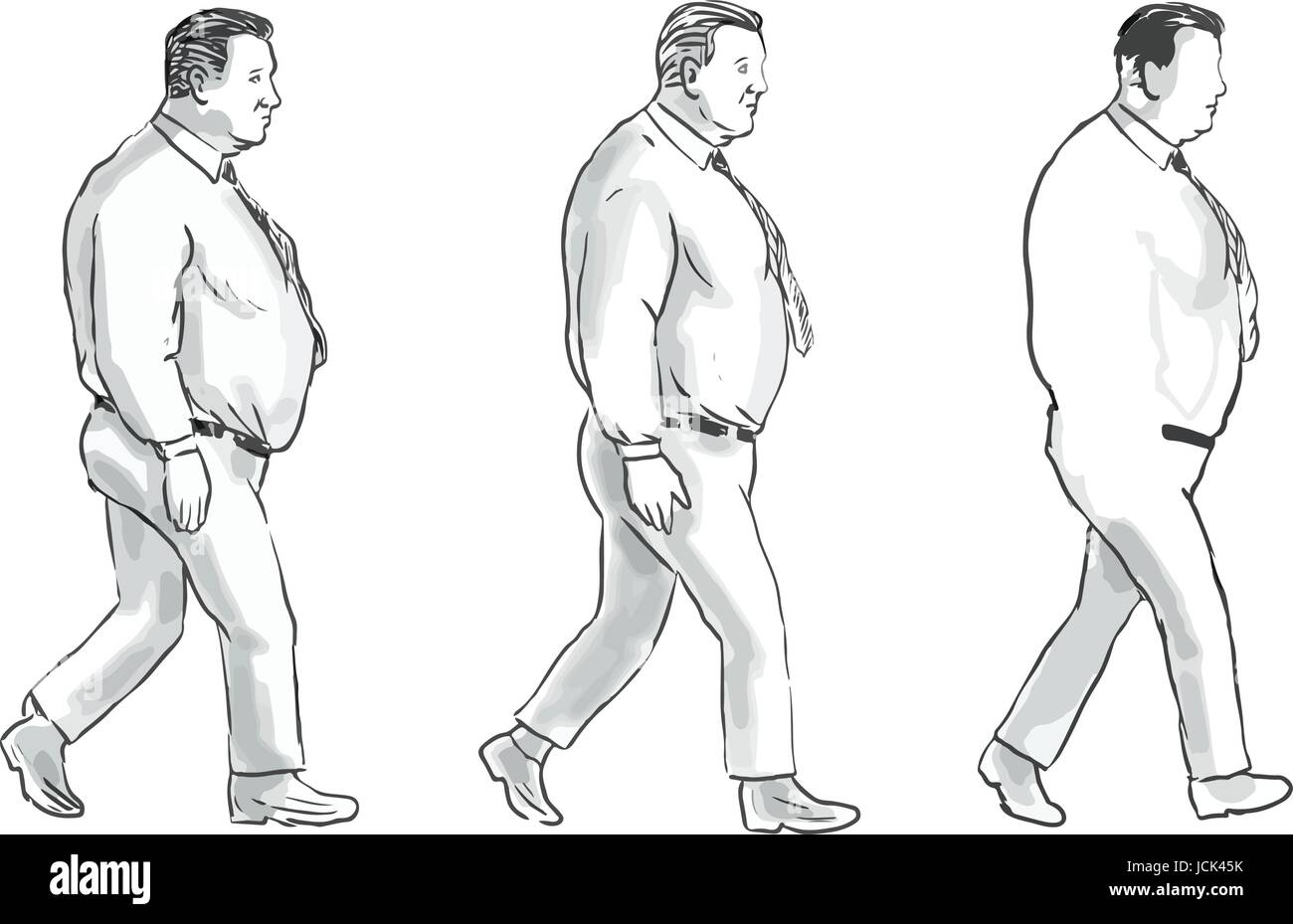 Collection set of illustration of an obese man morphing into a fit man ...