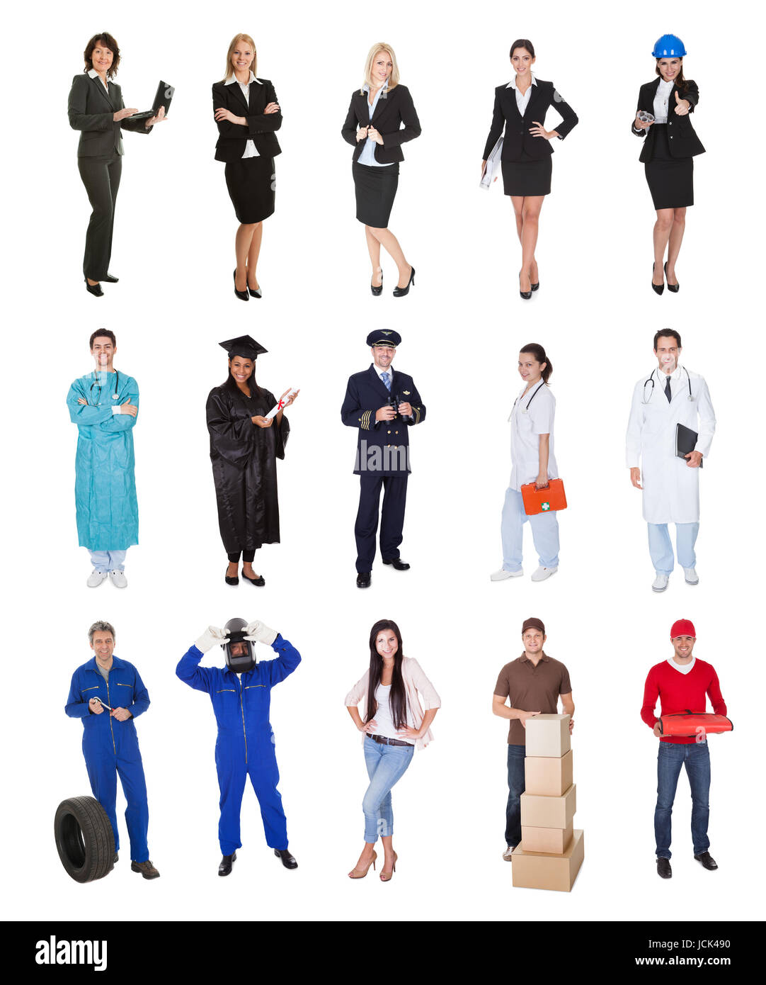 Professional workers, businessman, cook, pilot, doctor, builders ...