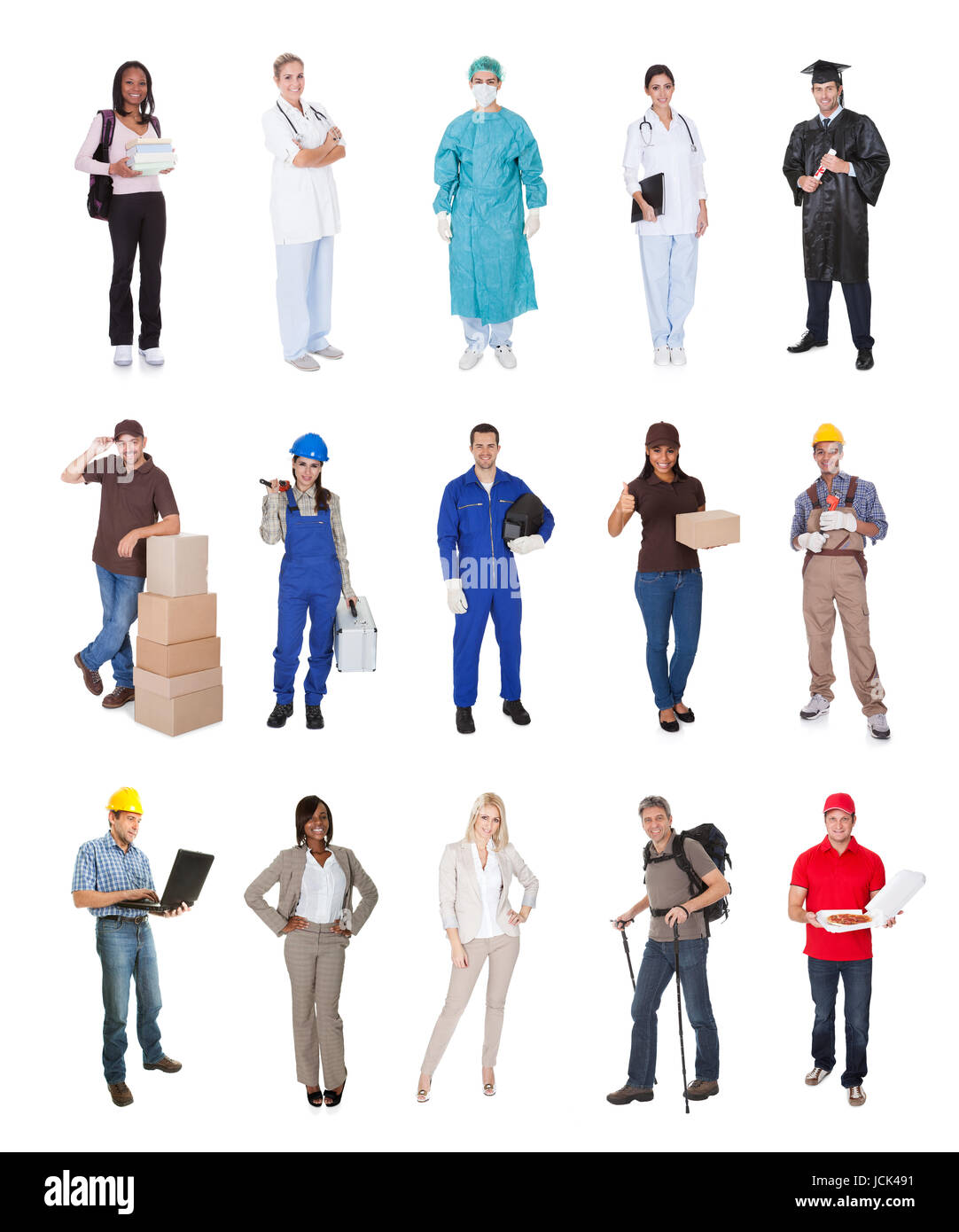 Professional workers, businessman, cook, pilot, doctor, builders ...