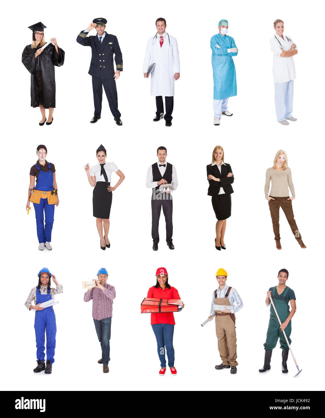 Professional workers, businessman, cook, pilot, doctor, builders ...