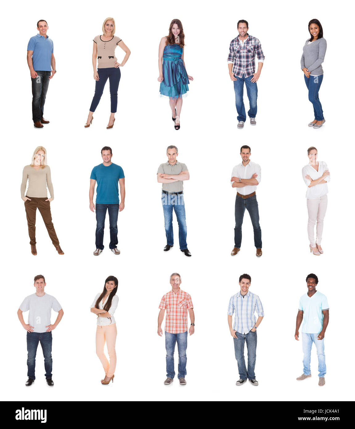 Happy Group Of People Dressed In Casual Standing Over White Background ...