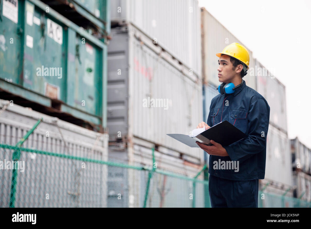 Examining cargo containers hi-res stock photography and images - Alamy
