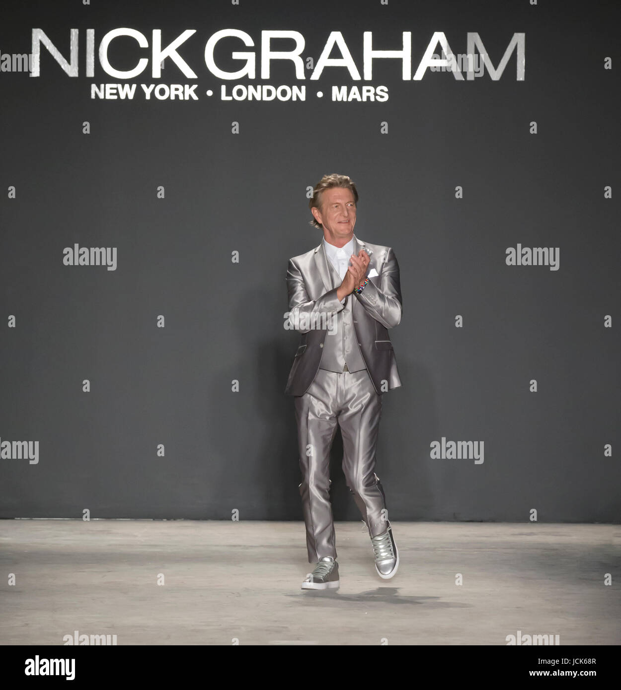 NEW YORK, NY - January 31, 2017: Designer Nick Graham walks the runway ...