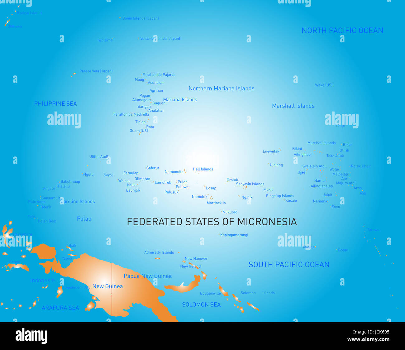 Vector color map of micronesia island Stock Photo - Alamy