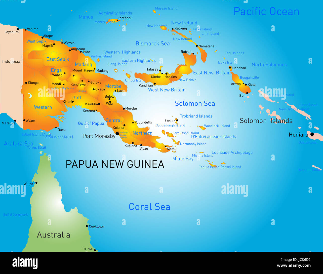 Vector color map of Papua New Guinea country Stock Photo - Alamy