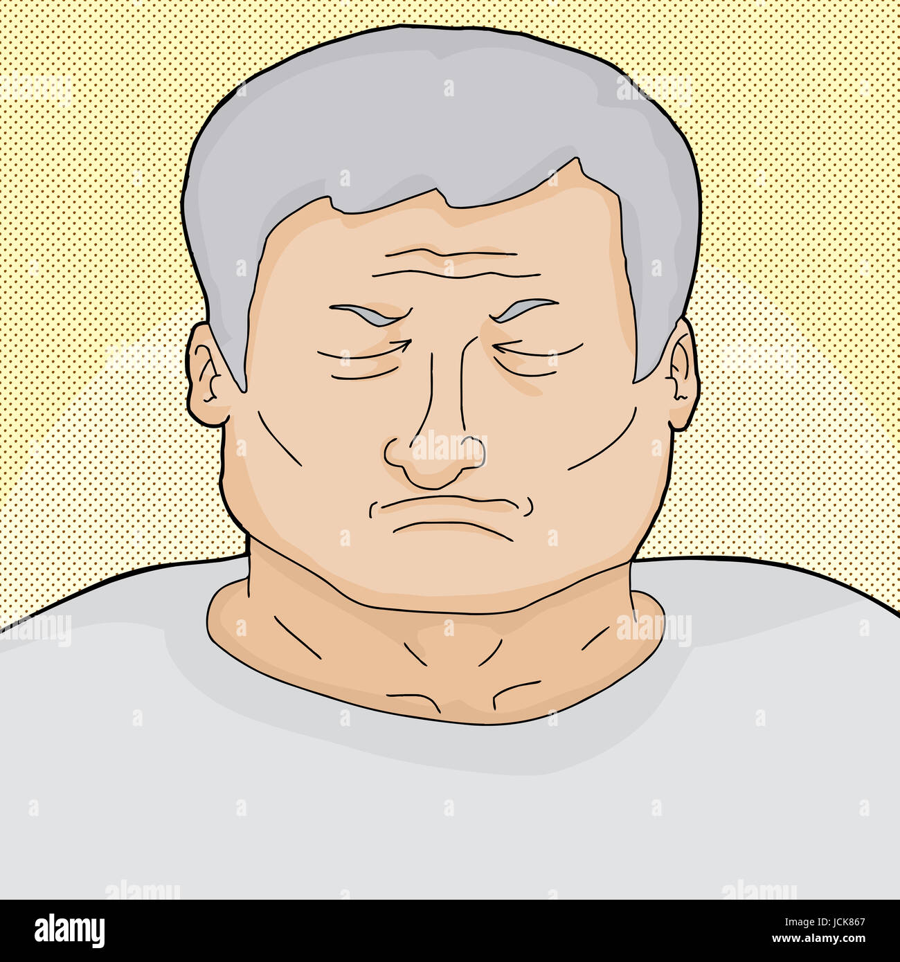 Dying man with eyes closed over halftone background Stock Photo - Alamy