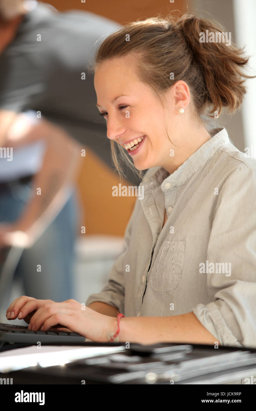 Portrait of student girl in training course Stock Photo - Alamy