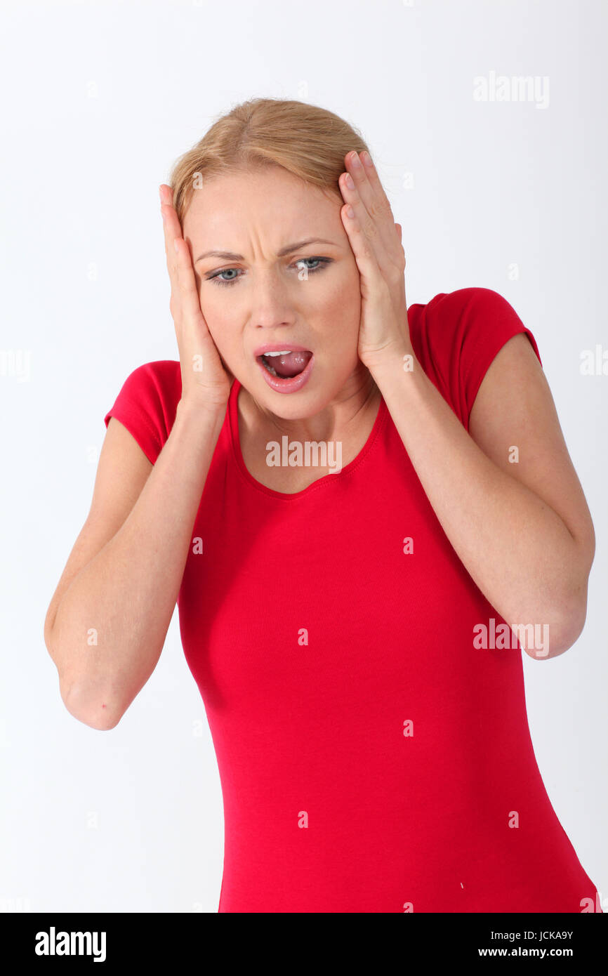 Portrait horrified scared girl hi-res stock photography and images - Alamy