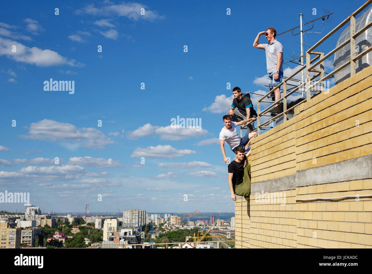 Roofer climbing ladder hi-res stock photography and images - Alamy