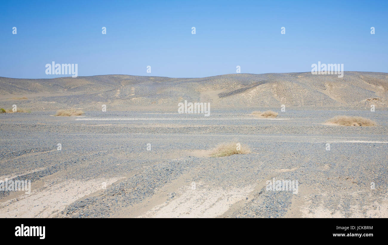 Tranquil white sand desert with clear blue sky ,Scenery in Tibet Stock ...