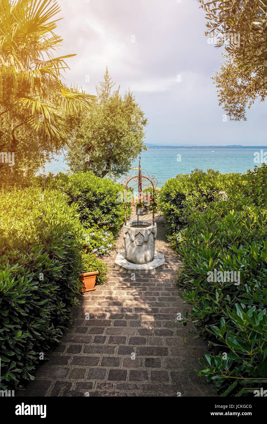 Beautiful Mediterranean landscape, the path leading to the sea through ...