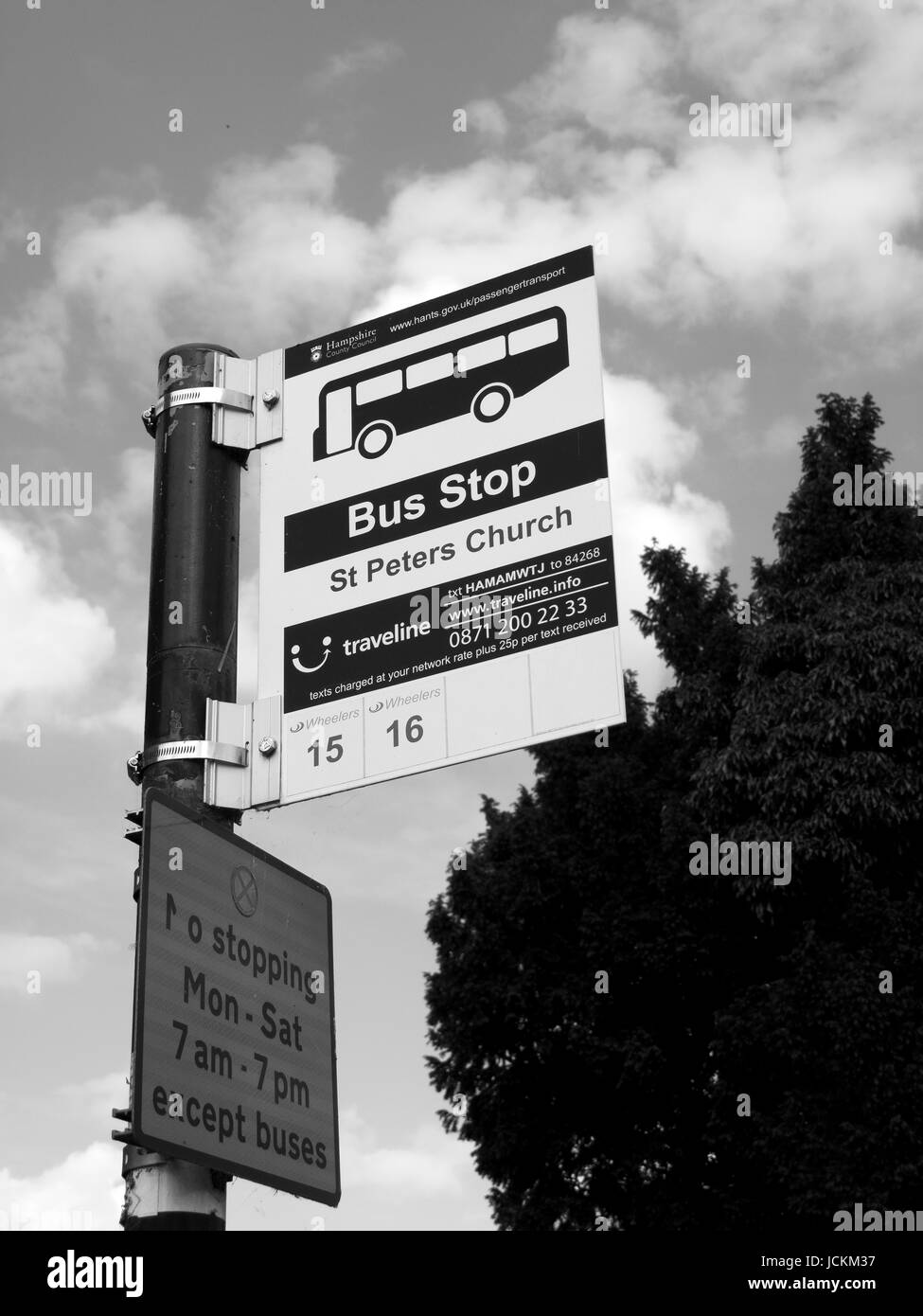 Saint Peter Church bus stop for route numbers 15 and 16, rural service ...