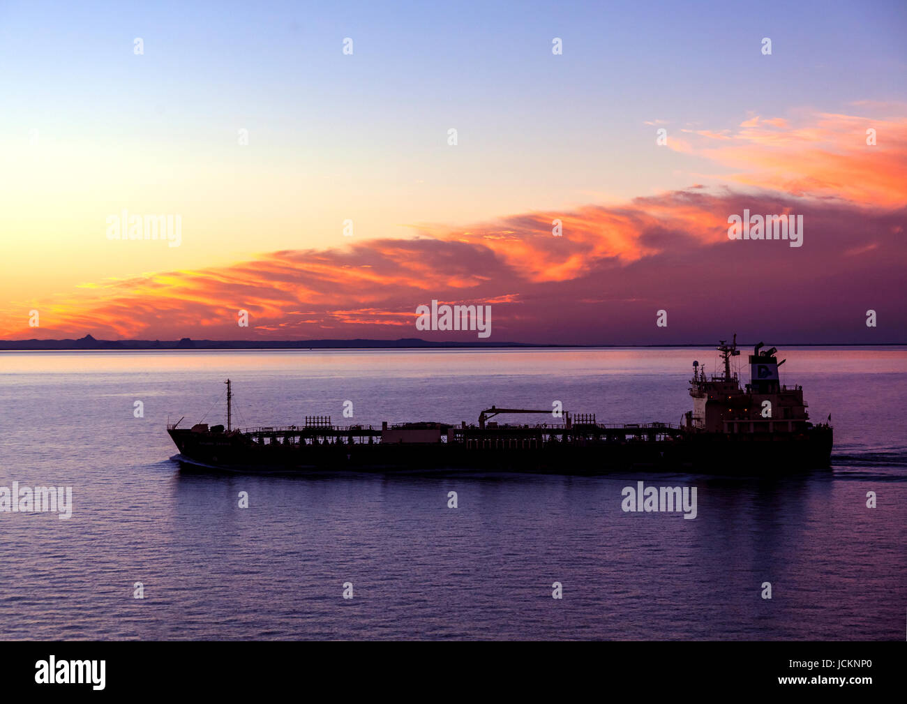 Lone cargo boat sails south through Whitsunday Passage off Queensland ...