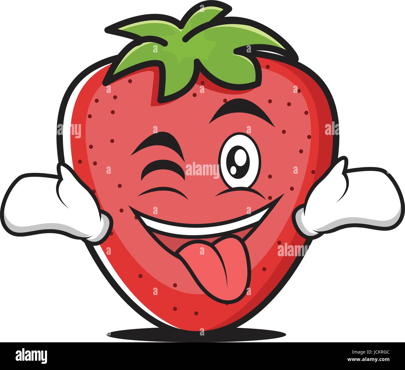Tongue out with wink strawberry character vector illustration Stock ...