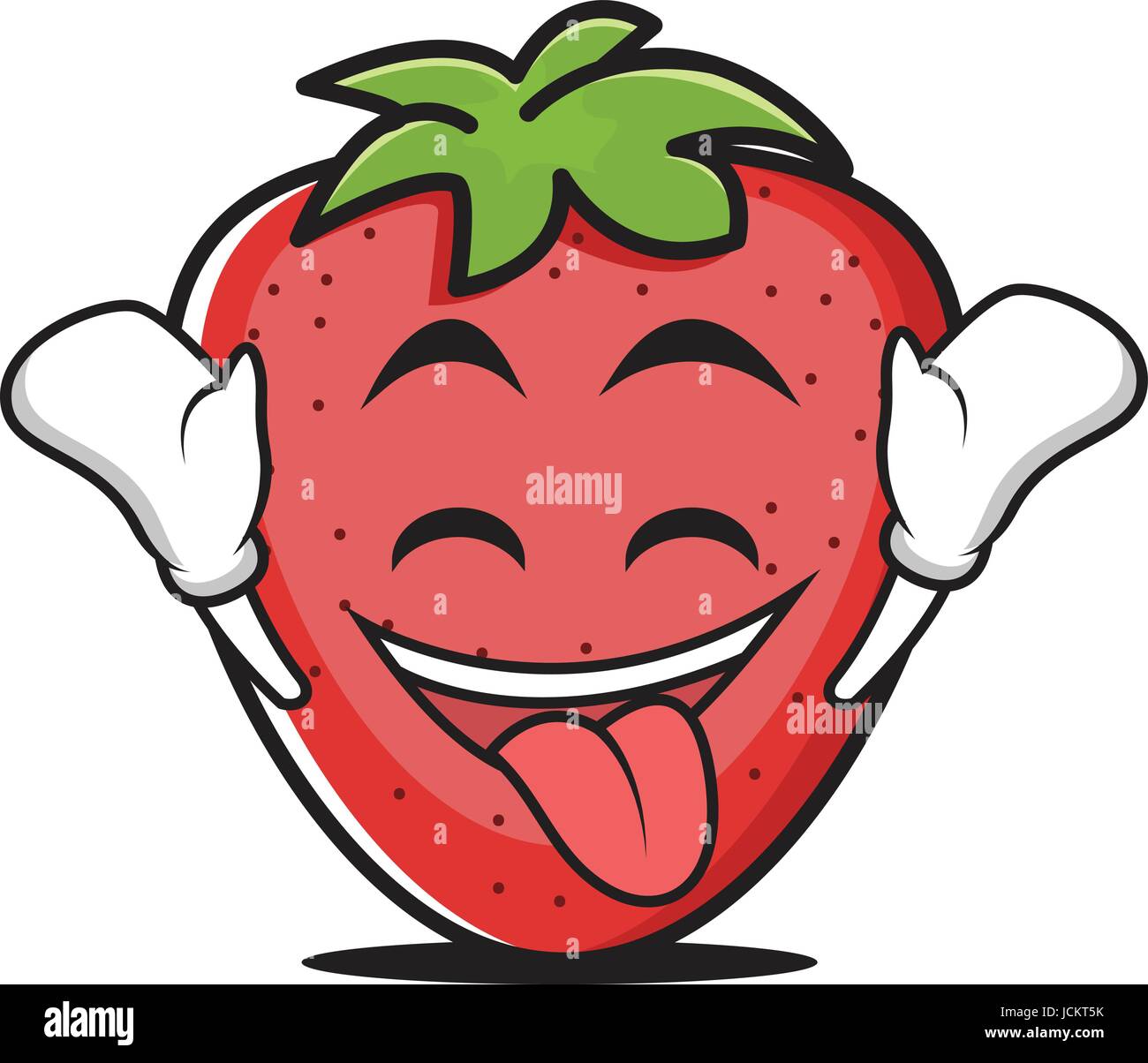 Ecstatic face strawberry cartoon character vector illustration Stock ...
