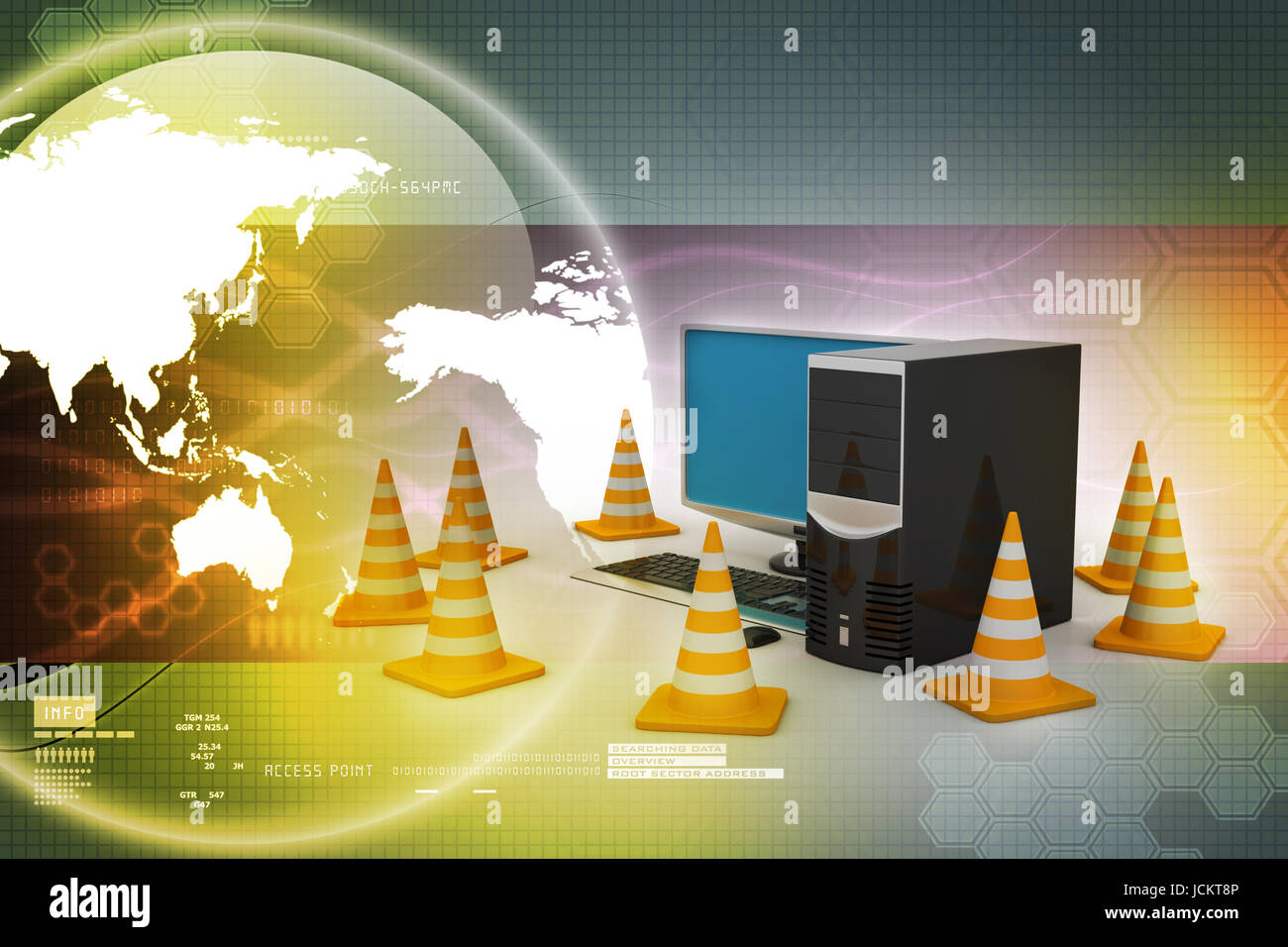 Computer with traffic sign Stock Photo - Alamy