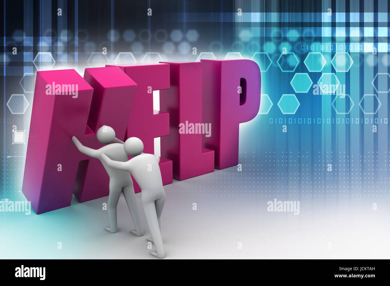 3d people with help text Stock Photo - Alamy