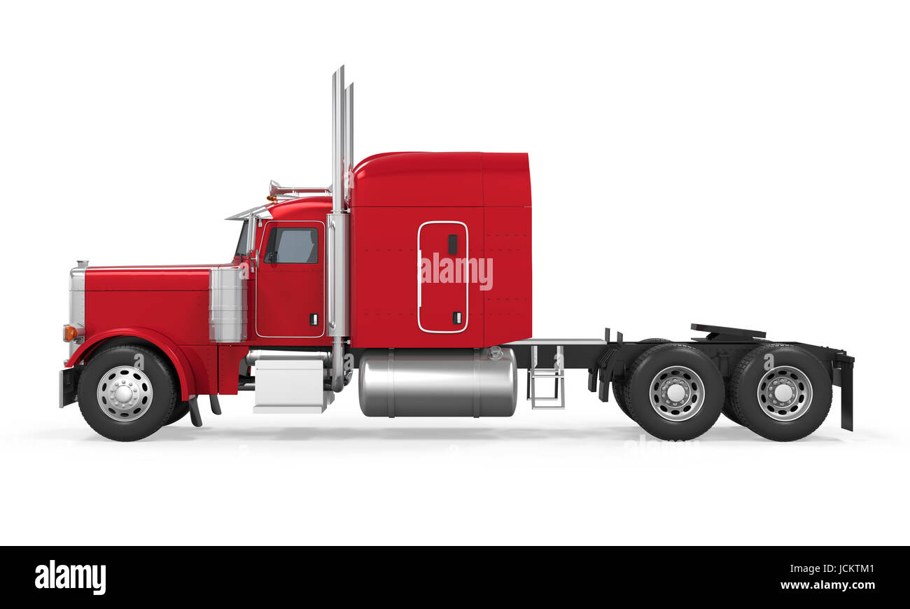 Red truck white trailer hi-res stock photography and images - Alamy