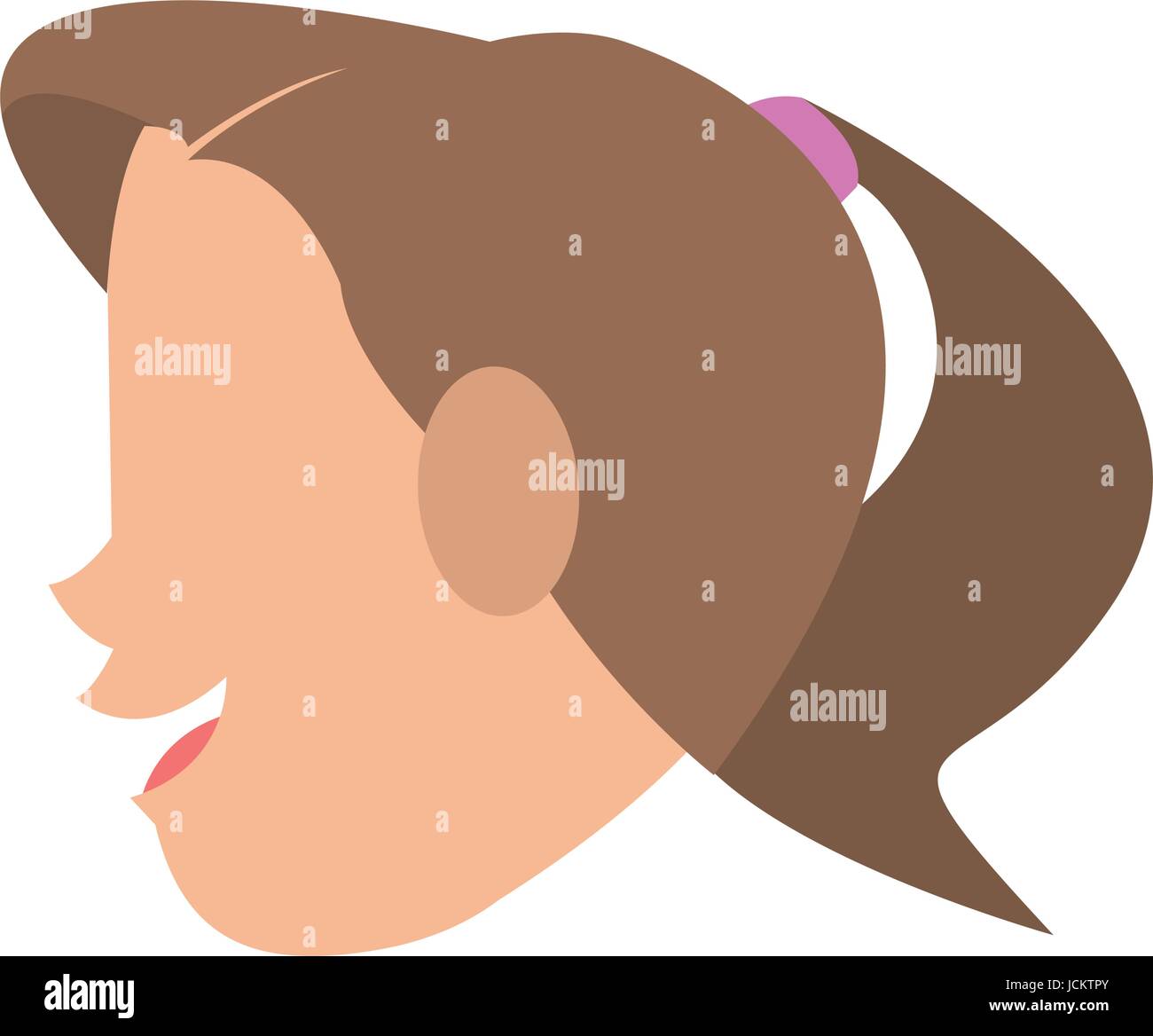 happy woman with ponytail sideview icon image Stock Vector Image & Art ...