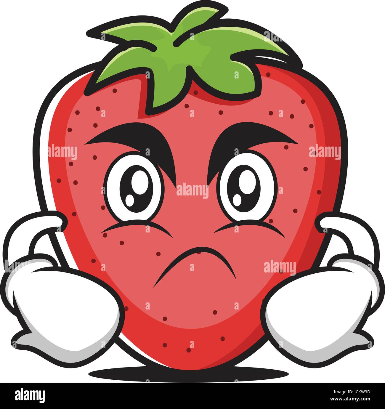 Angry face strawberry cartoon character vector illustration Stock ...
