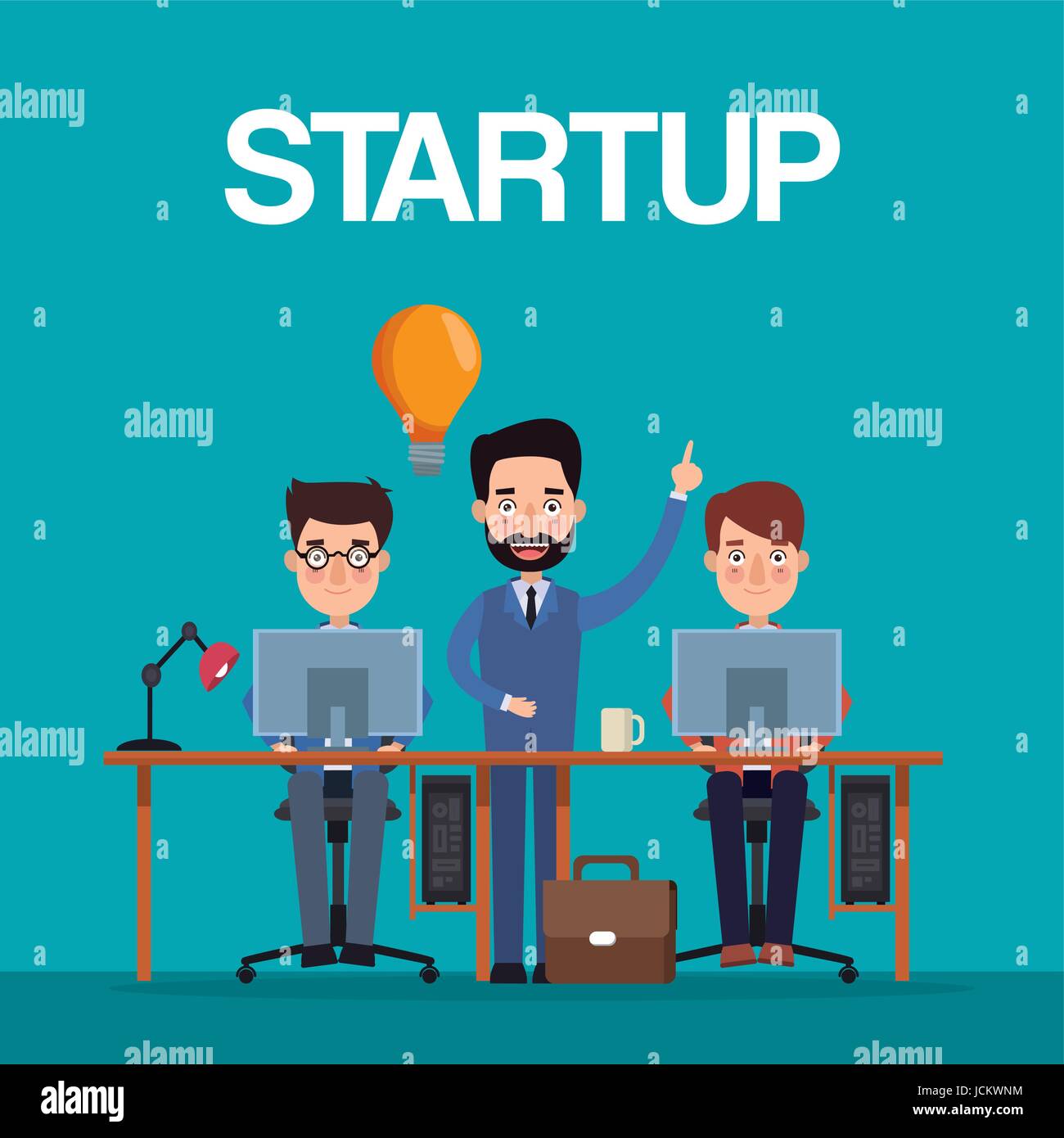 blue color background teamwork businessmen in workplace generating ...