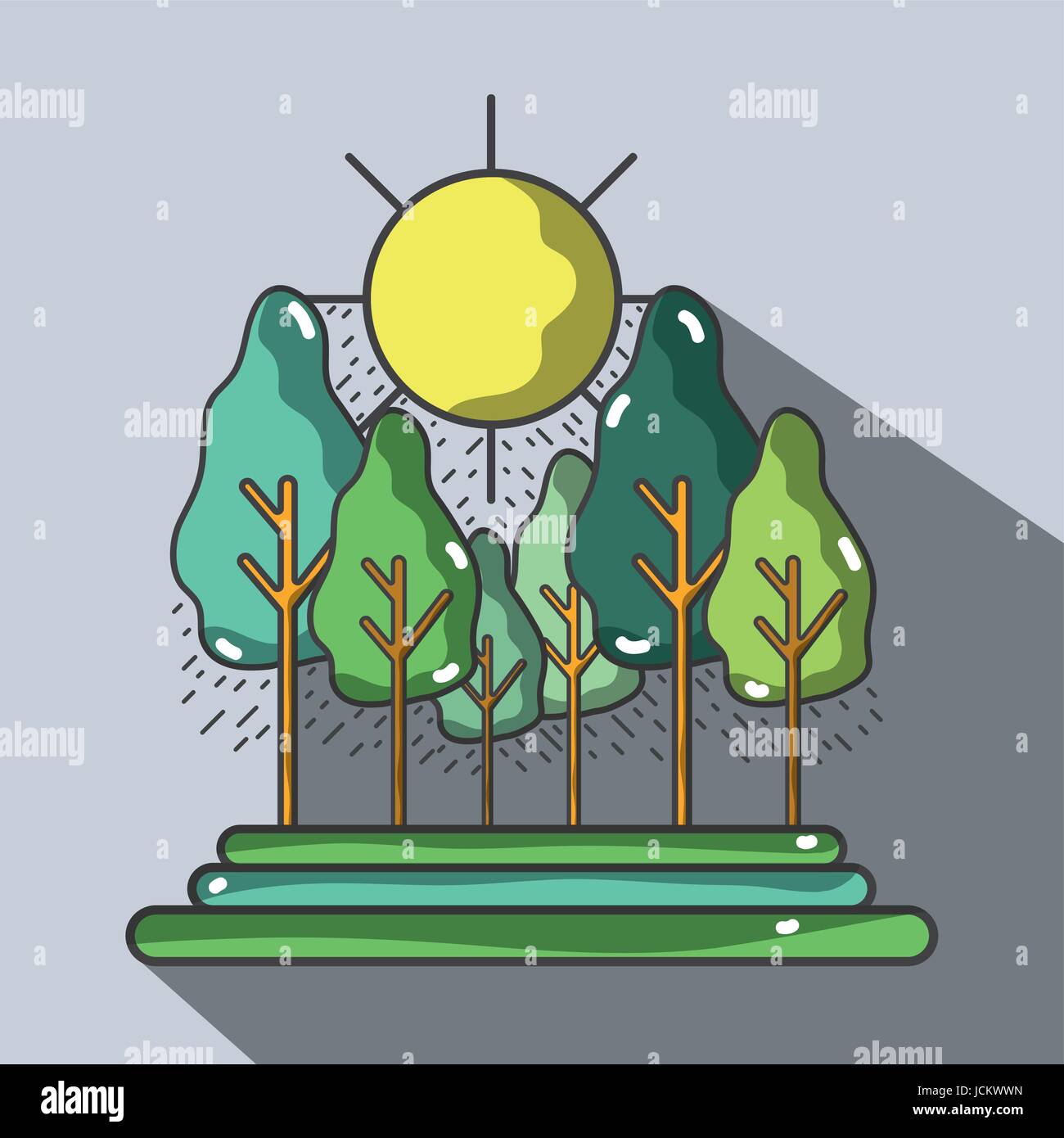 forest with trees and sun Stock Vector Image & Art - Alamy