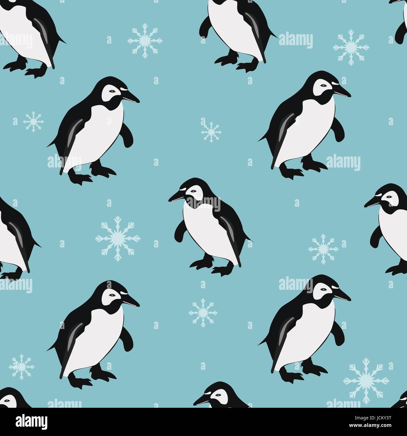 Vector illustration seamless winter pattern with cute penguins and ...