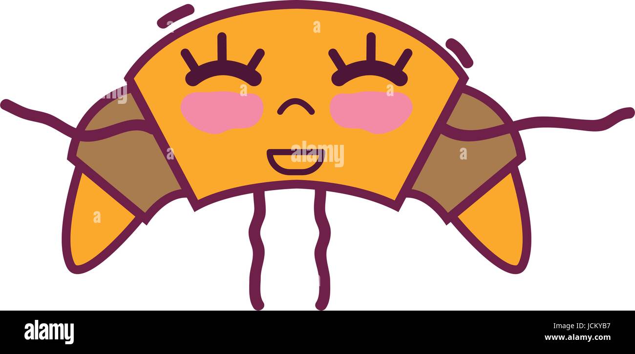 kawaii cute happy croissant food Stock Vector Image & Art - Alamy