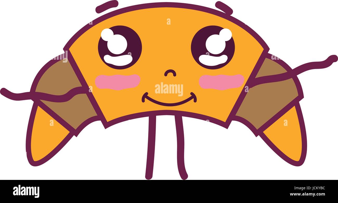 kawaii cute happy croissant food Stock Vector Image & Art - Alamy