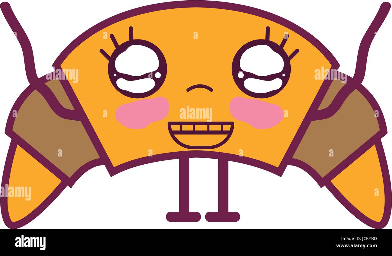 kawaii cute happy croissant food Stock Vector Image & Art - Alamy