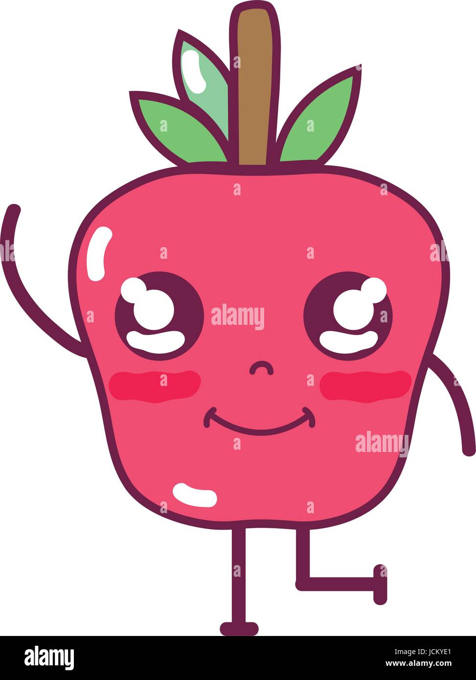 kawaii cute happy apple fruit Stock Vector Image & Art - Alamy