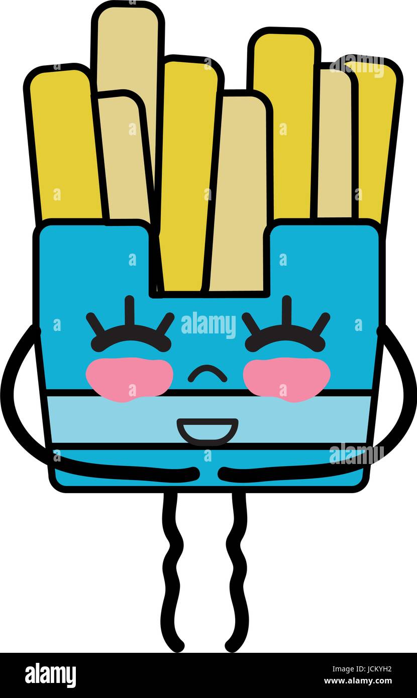 kawaii cute happy fries french food Stock Vector Image & Art - Alamy