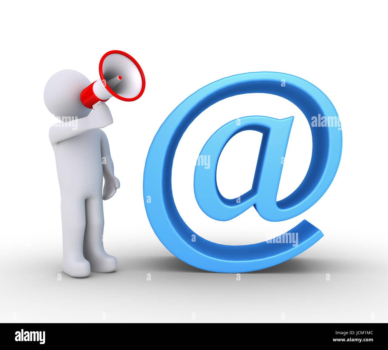 3d person shouting through a megaphone is next to an e-mail symbol ...