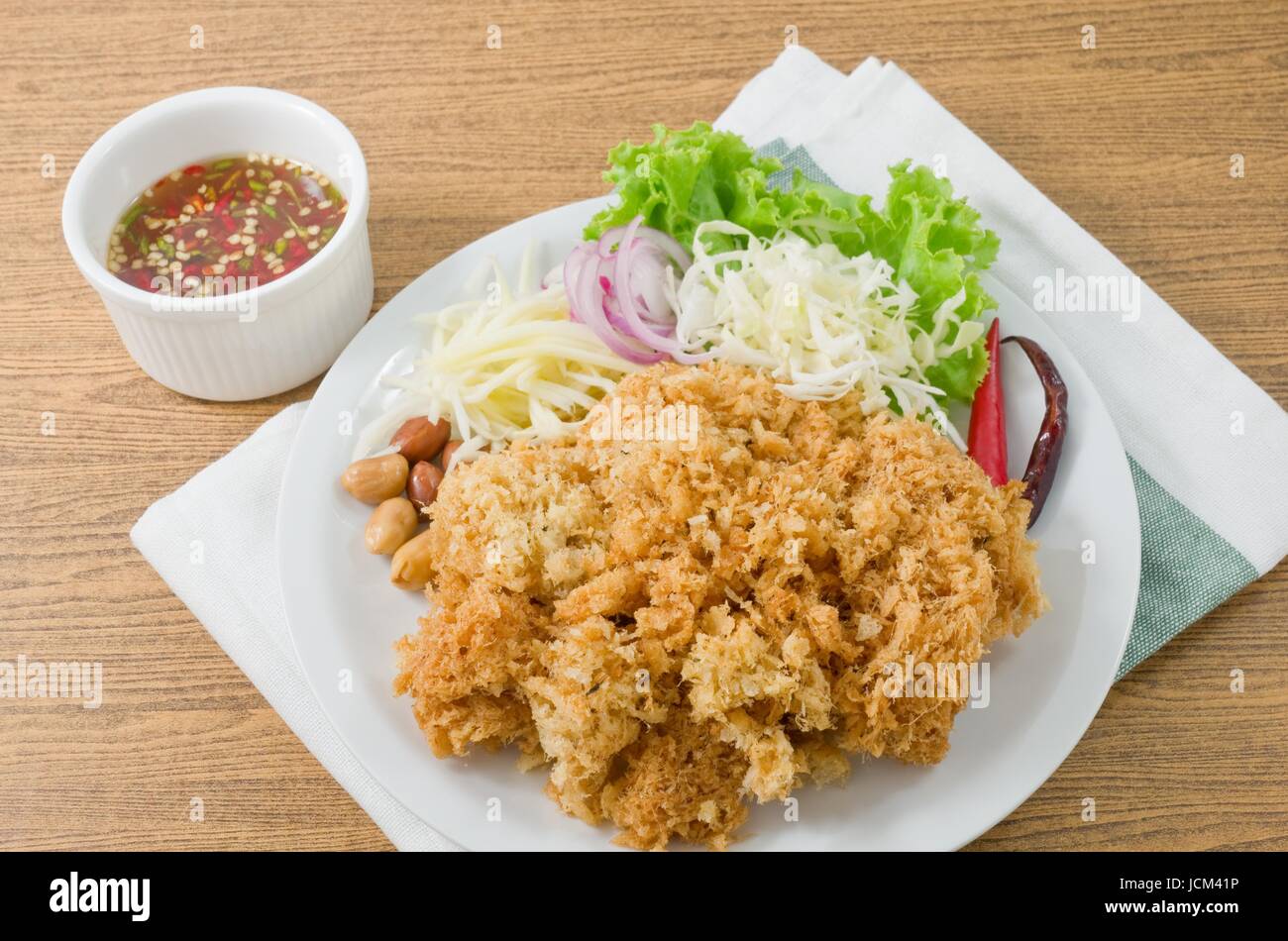 Thai Cuisine and Food, Thai Traditional Crispy Catfish Salad Served ...