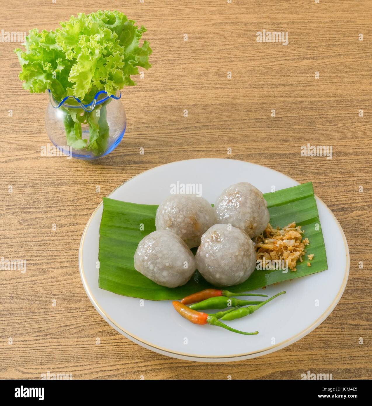 Thai Traditional Dessert, Thai Steamed Tapioca Balls Made From ...