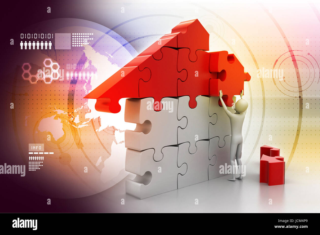 3d man, building the house Stock Photo - Alamy