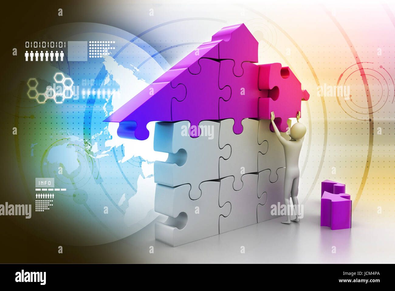 3d man, building the house Stock Photo - Alamy