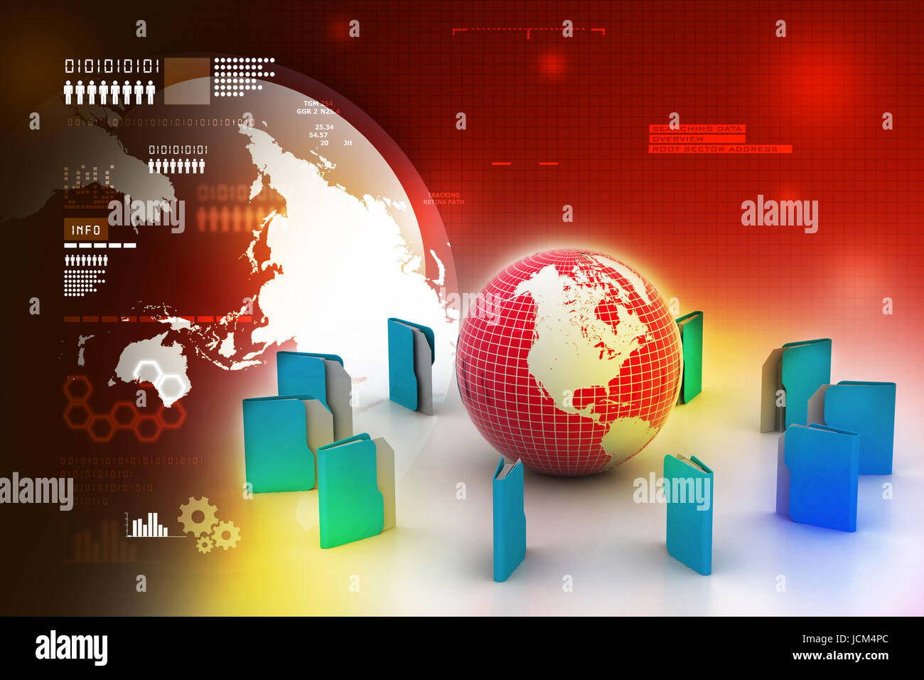 File folders around Earth Stock Photo - Alamy