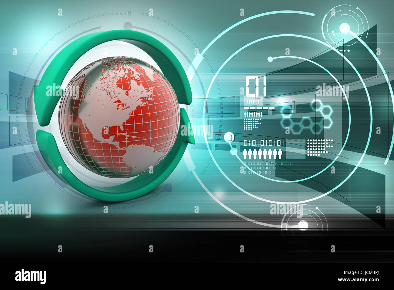 Earth with arrow circle around Stock Photo - Alamy