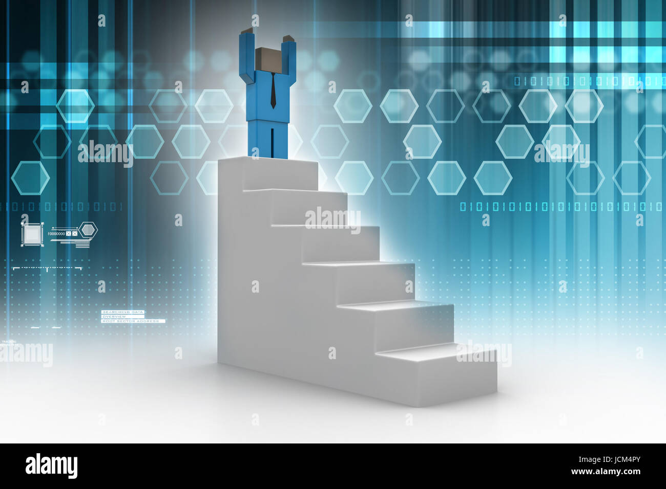 Success concept, 3d man standing on top Stock Photo - Alamy