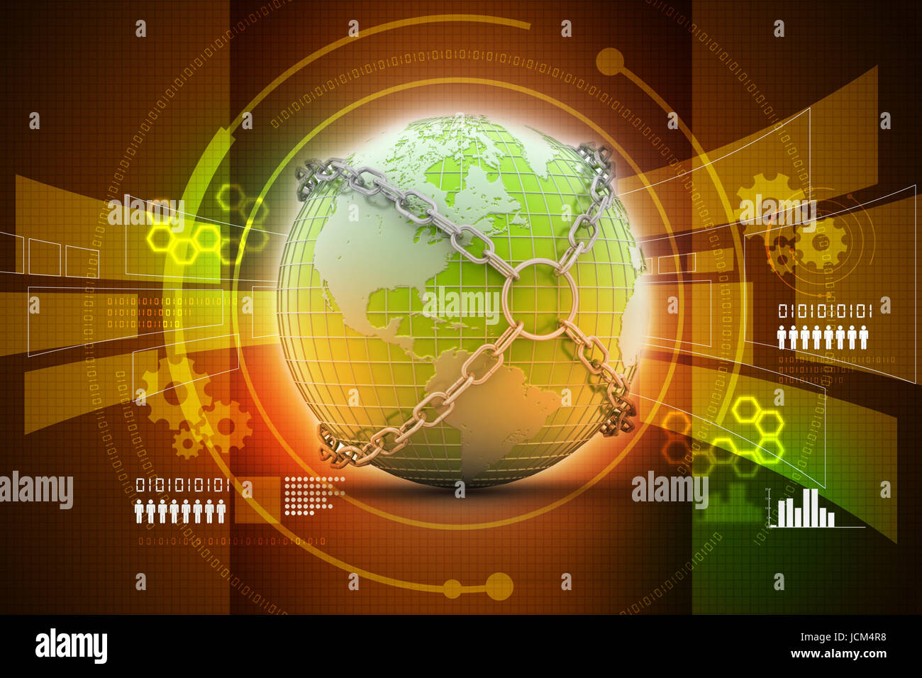 Earth globe close in chain Stock Photo - Alamy